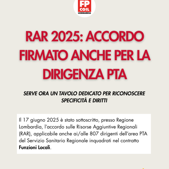 Accordo RAR 2025 – Dirigenza Professionale, Tecnica e Amministrativa ...